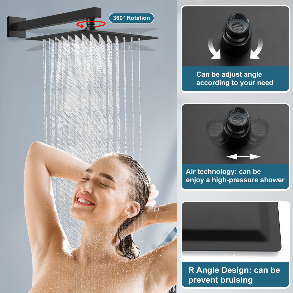Midanya 10 inch Shower System with Push Button Diverter Bathroom Press ...
