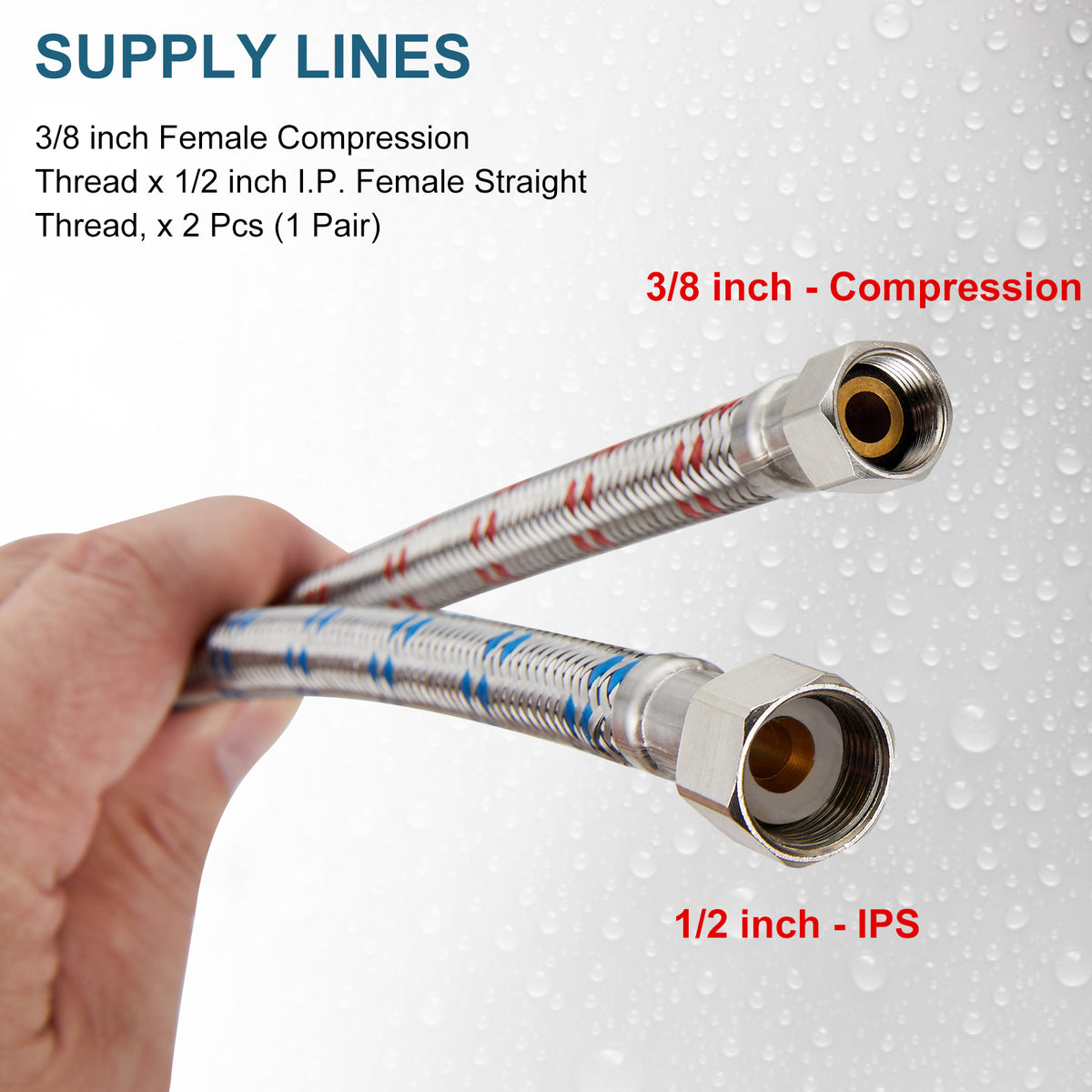 Midanya Faucet Hose Connector, Braided SUS304 Stainless Steel Water Su ...